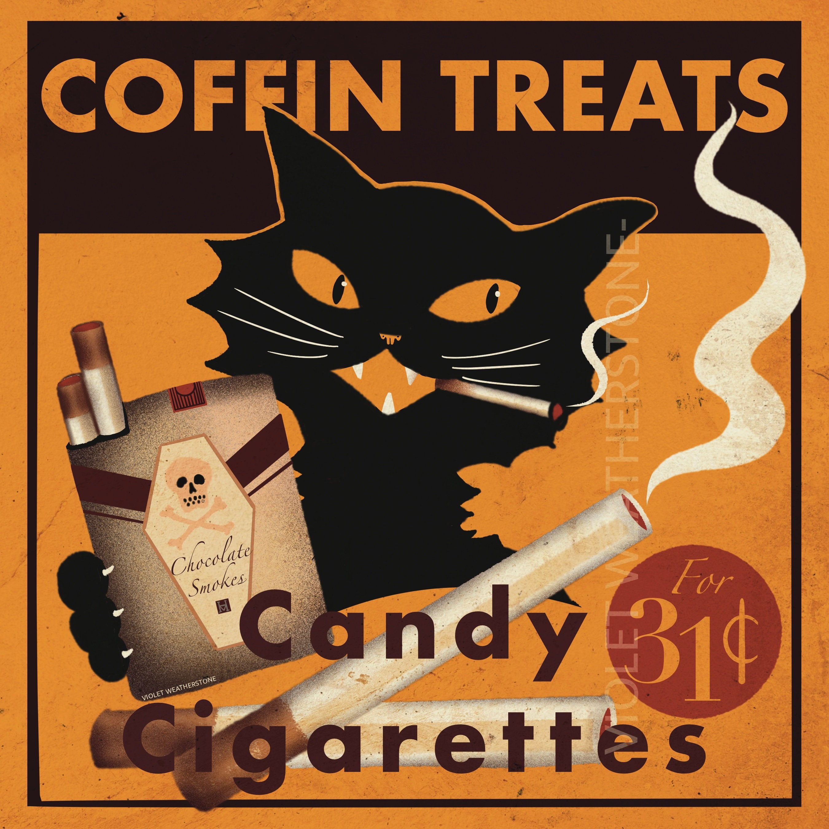 Candy Cigarette Cat Art 8x8 Vintage Style Advertisement Giclee Art ...