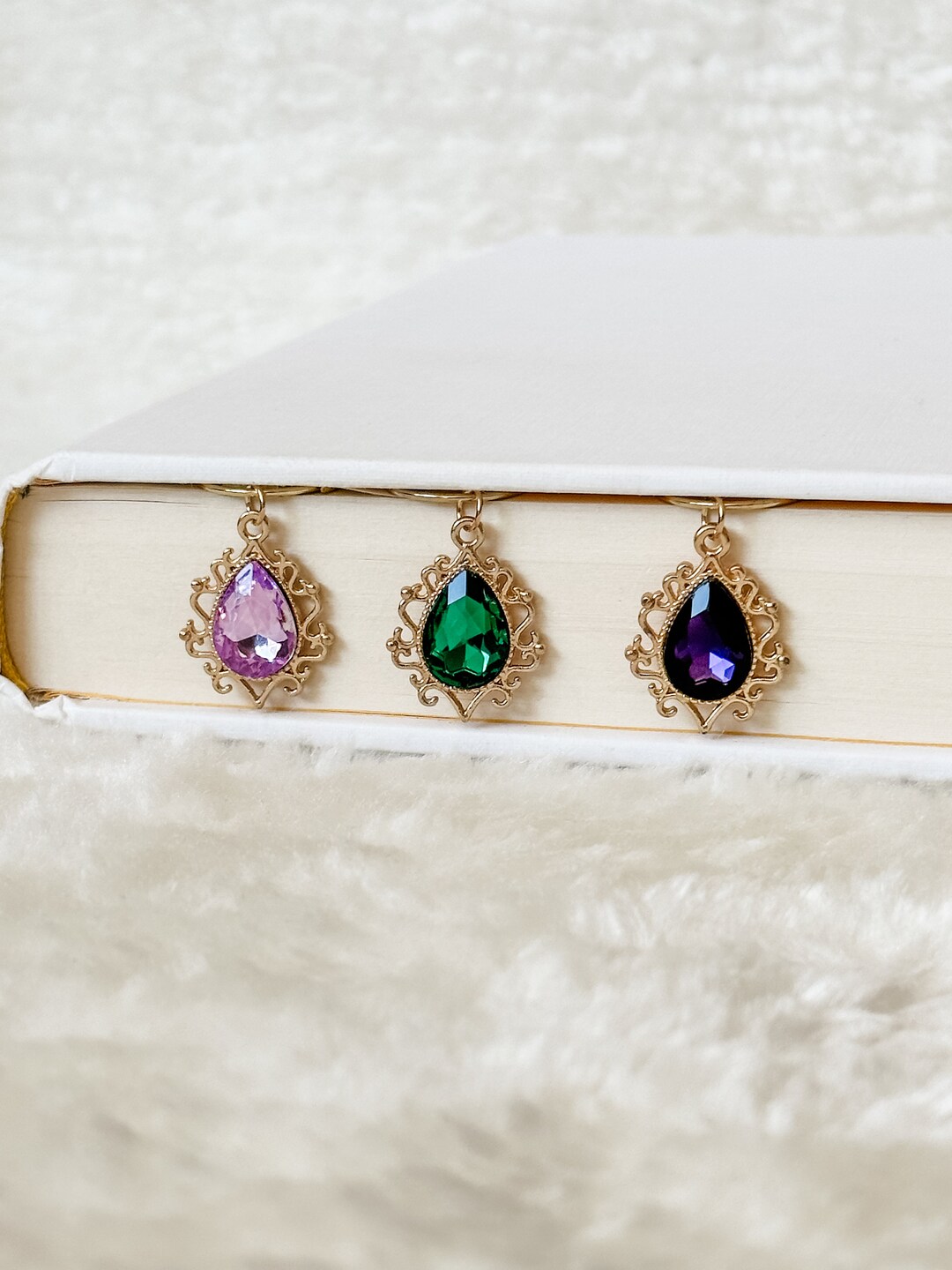 Gem Pendant Charm Bookmark Paperclip, Fantasy Romance Charms, Bookmark ...