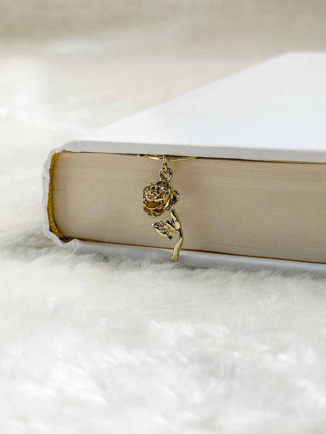 Gold Rose Charm Paperclip Bookmark, Love, Gold, Rose Gold, Bookmark ...