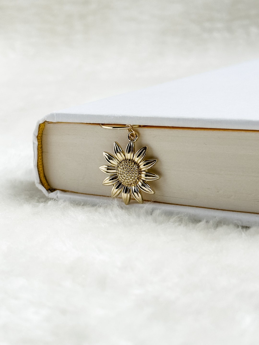 Gold Sunflower Charm Bookmark Paperclip, Flower Charm, Gold, Bookmark ...