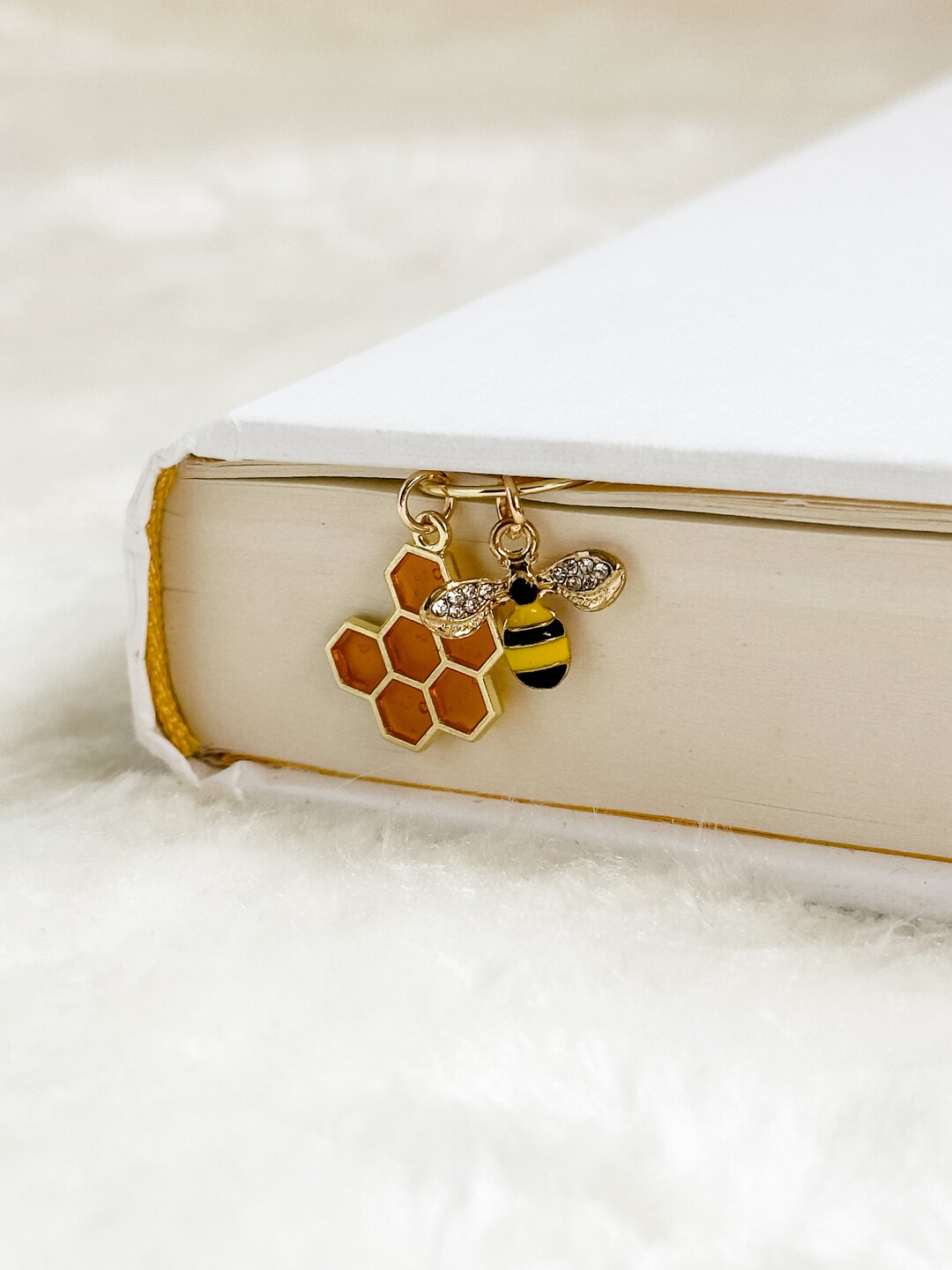 Bee and Honeycomb Charm Bookmark Paperclip, Animal Charms, Gold ...