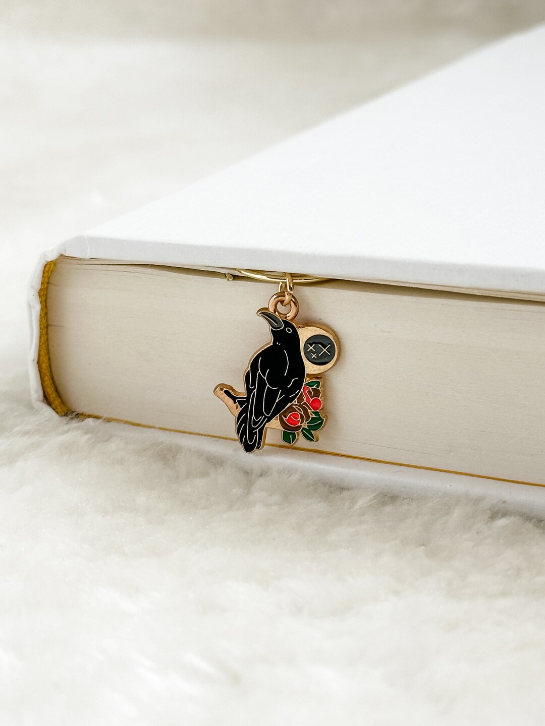 Raven Bookmark Paperclip, Spooky Charms, Raven Charm, Gold, Bookmark ...