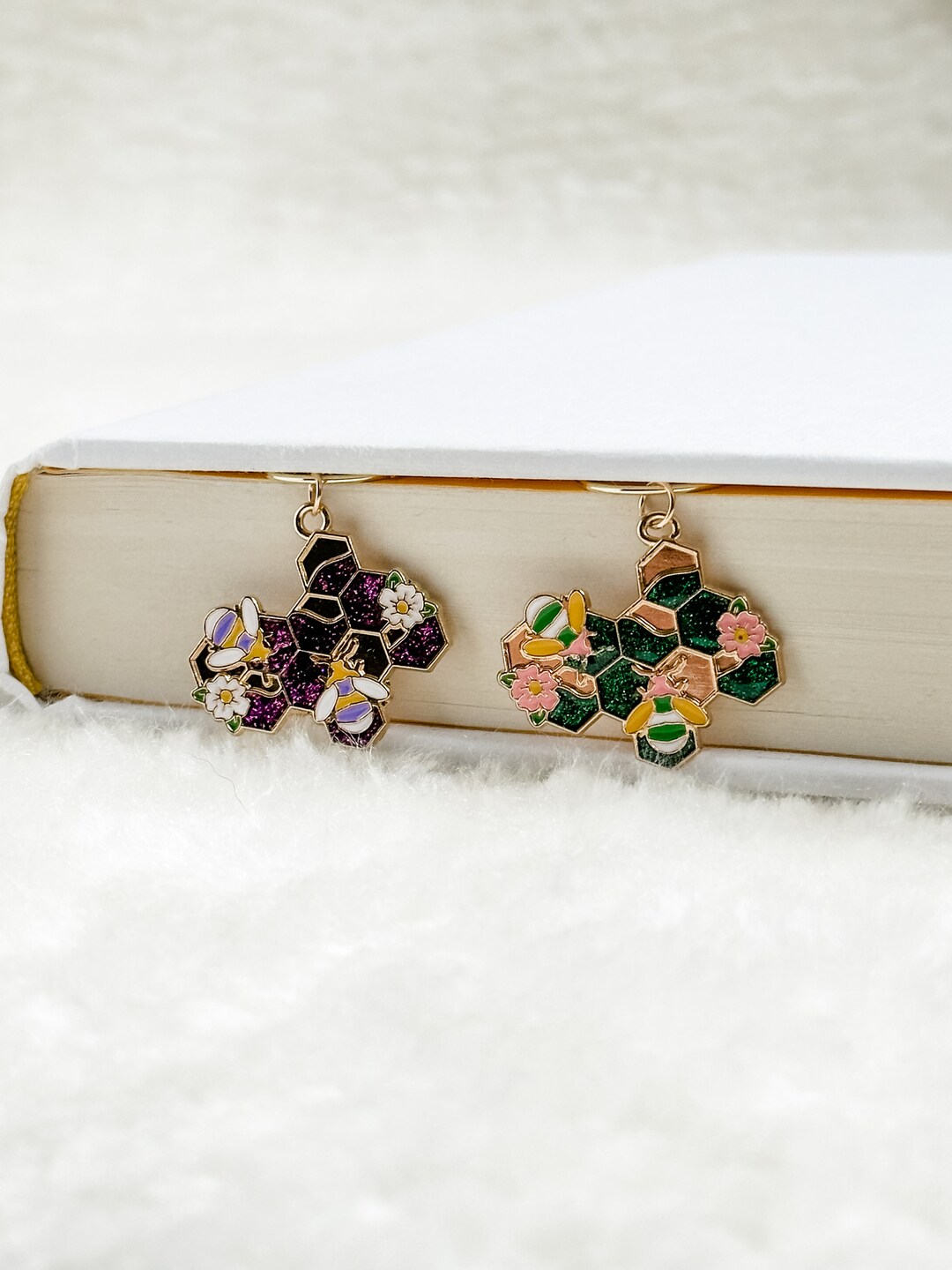 Beehive Charm Bookmark Paperclip, Bee Bookmark, Animal Charms, Gold ...