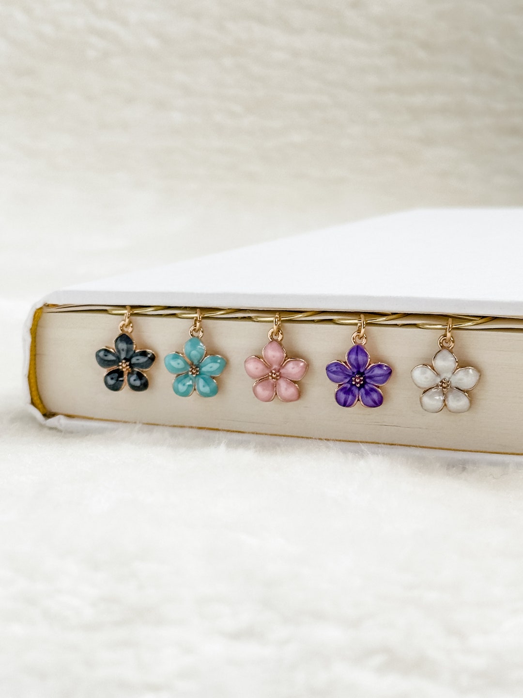 Flower Bookmark Paperclip, Flower Charm, Gold, Bookmark Gift, Gift for ...