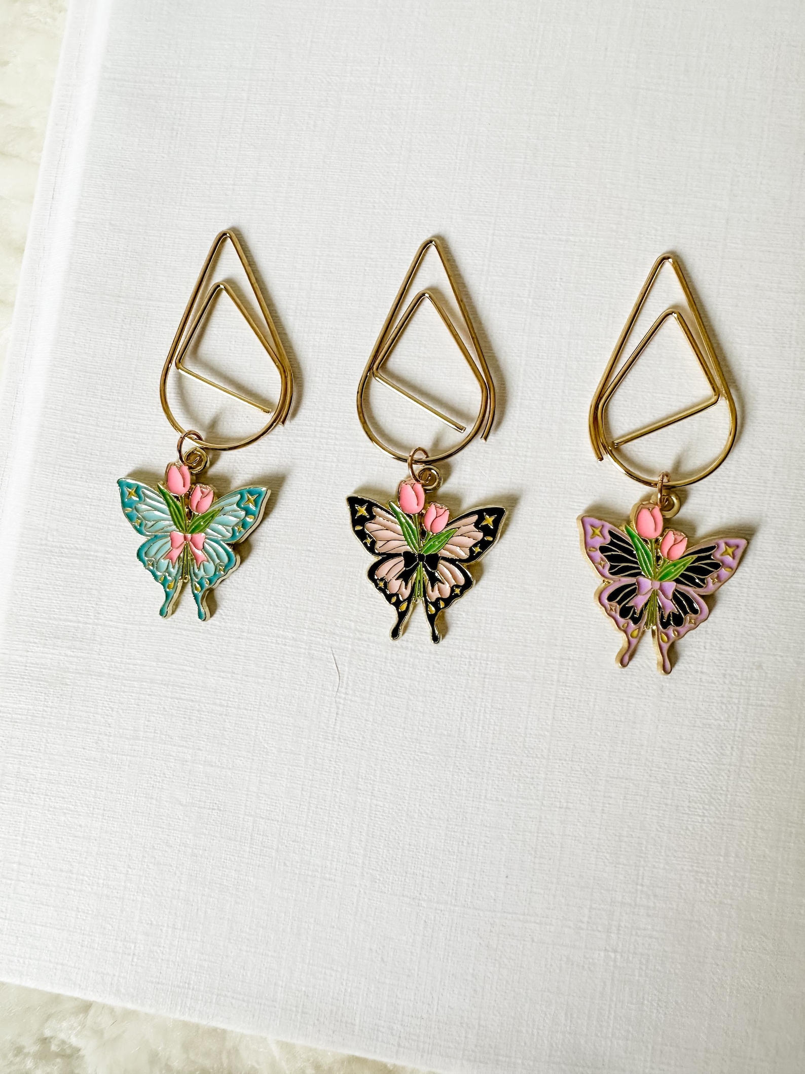Tulip Butterfly Bookmark Paperclip, Butterfly Charm, Flowers and ...