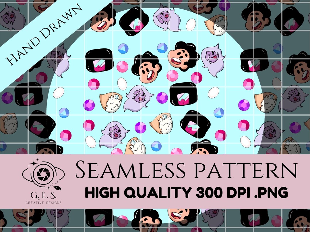 Steven Universe Seamless Pattern: Hand Drawn Fabric Design (digital ...