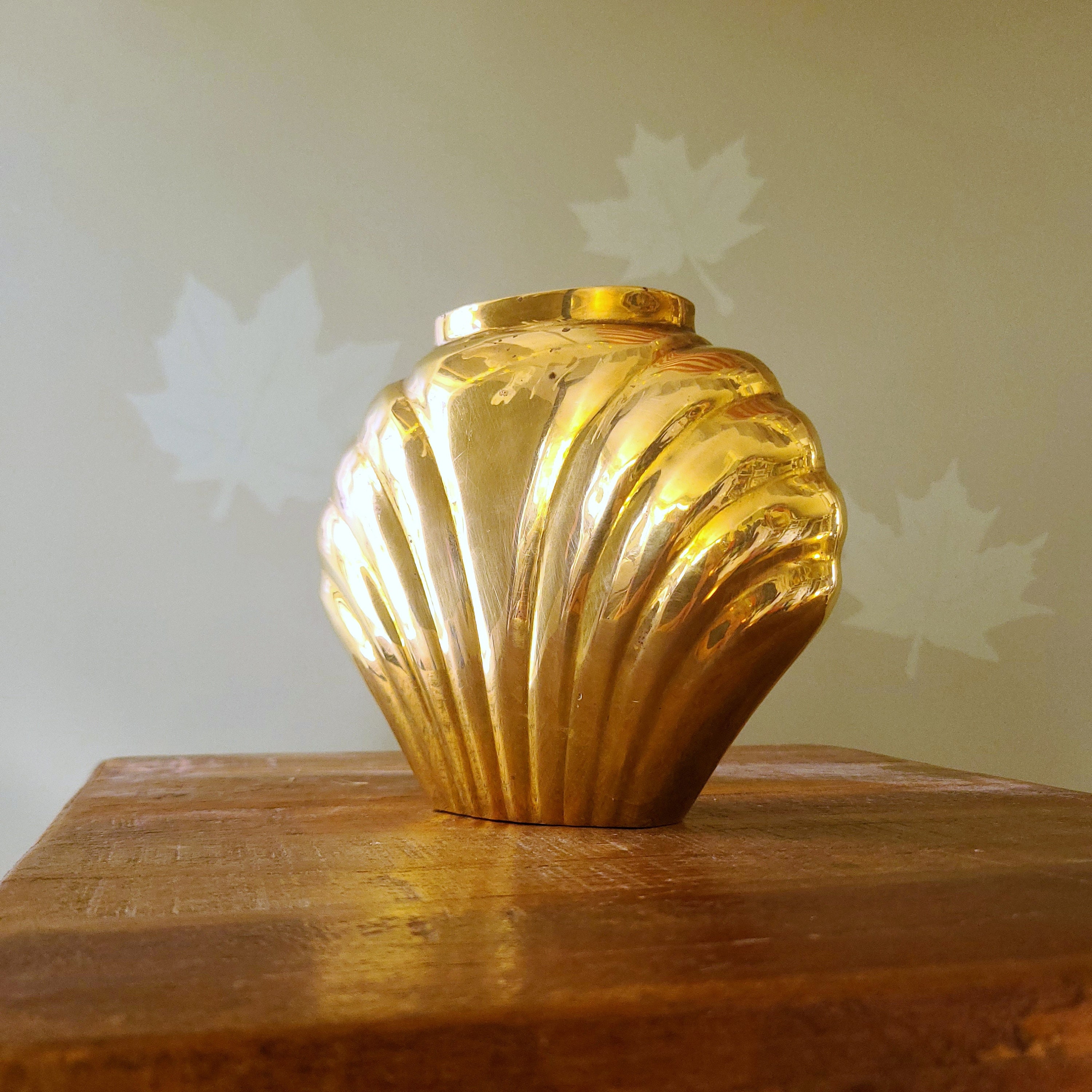 Art Deco Solid Brass Shell Vase Vintage Fan Vase Metal - Etsy