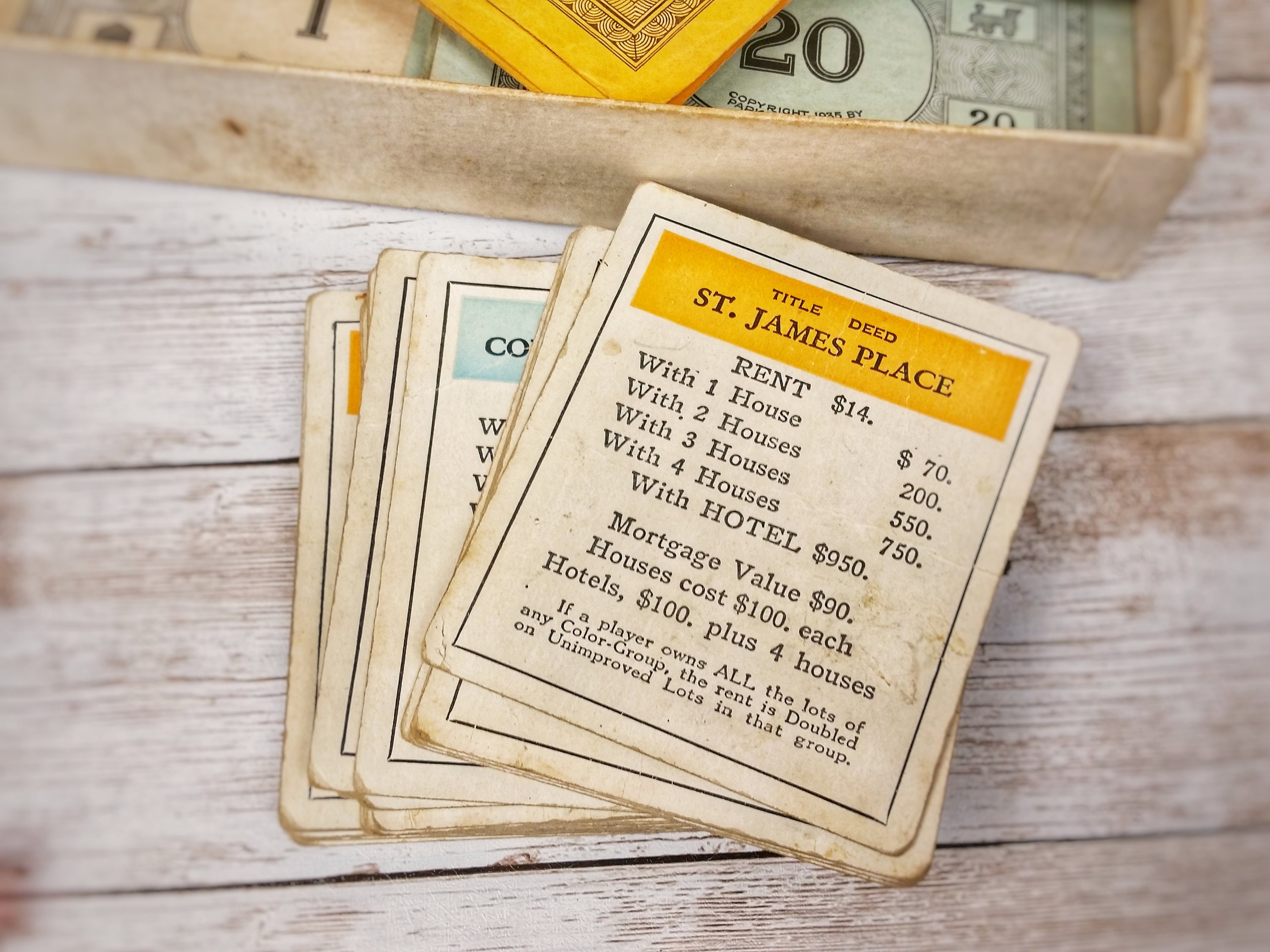 Vintage Monopoly Game Box, Parker Brothers 1937 US Edition, NO BOARD ...