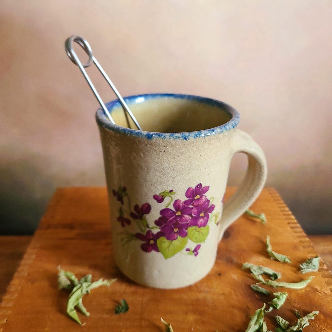 Monroe Salt Works Mug: Rustic Floral Salt Glaze Pottery - Etsy