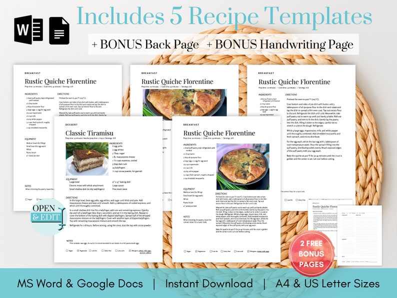 Editable Recipe Template, Printable Recipe Book, Recipe Mini Album ...