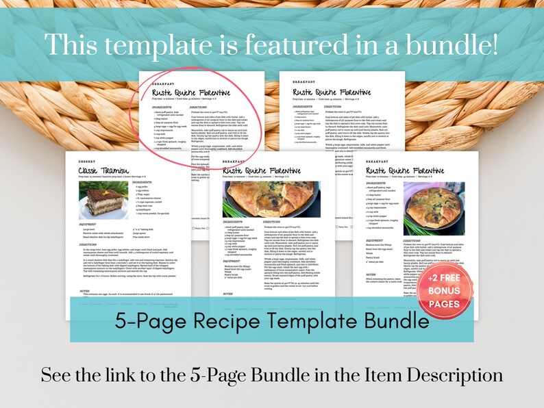 Editable Recipe Template Word, Printable Recipe Book, Cookbook Template ...