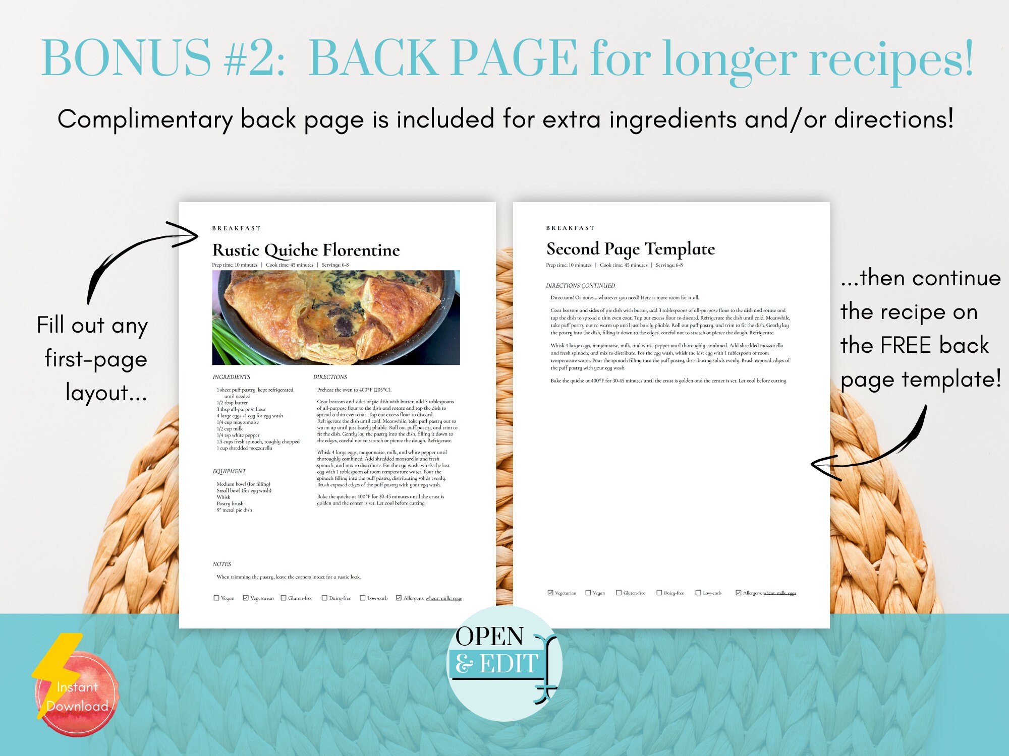Editable Recipe Template Word, Printable Recipe Book, Cookbook Template ...
