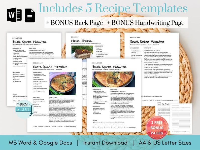 Editable Recipe Template, Printable Recipe Book, Recipe Mini Album ...