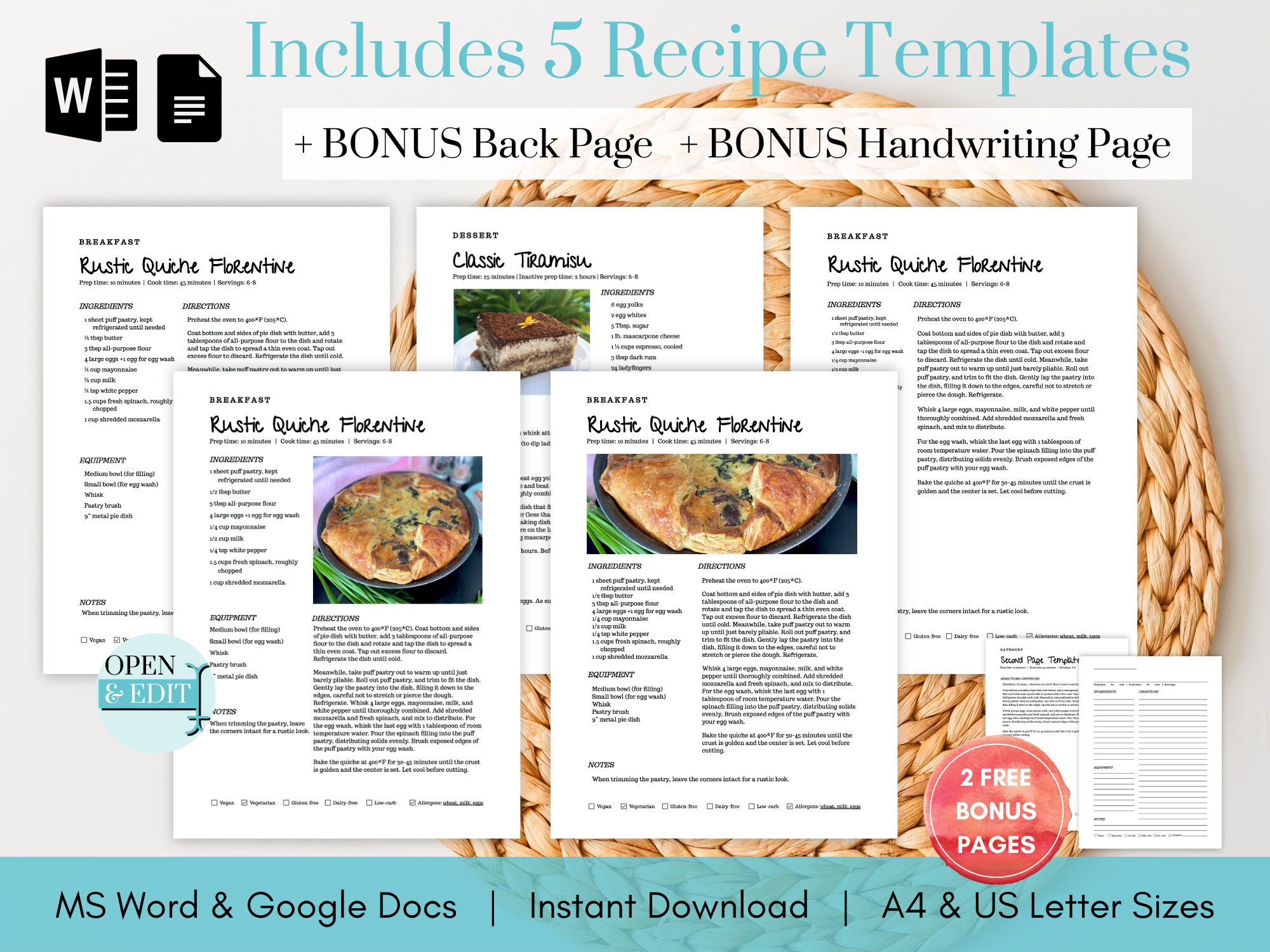 Editable Recipe Template, Printable Recipe Book, Recipe Mini Album ...