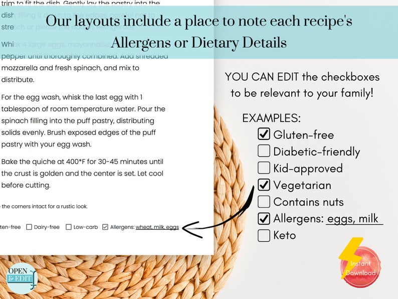 Editable Recipe Template Word, Printable Recipe Book, Cookbook Template ...