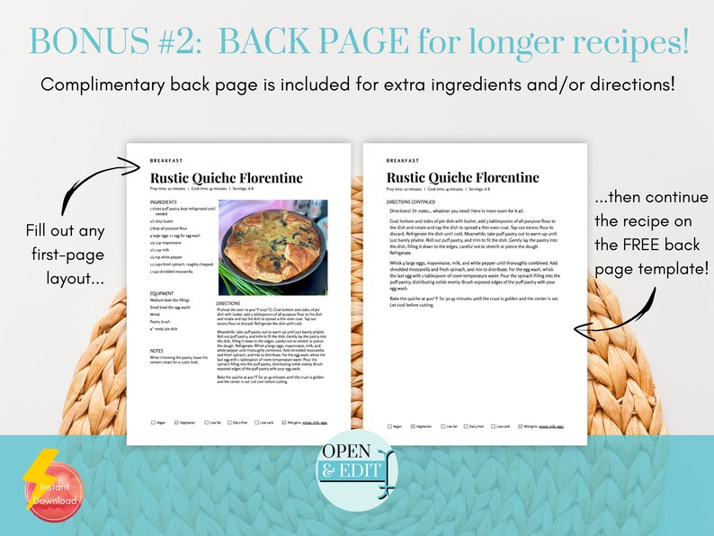 Editable Recipe Template Word, Printable Recipe Book, Cookbook Template ...