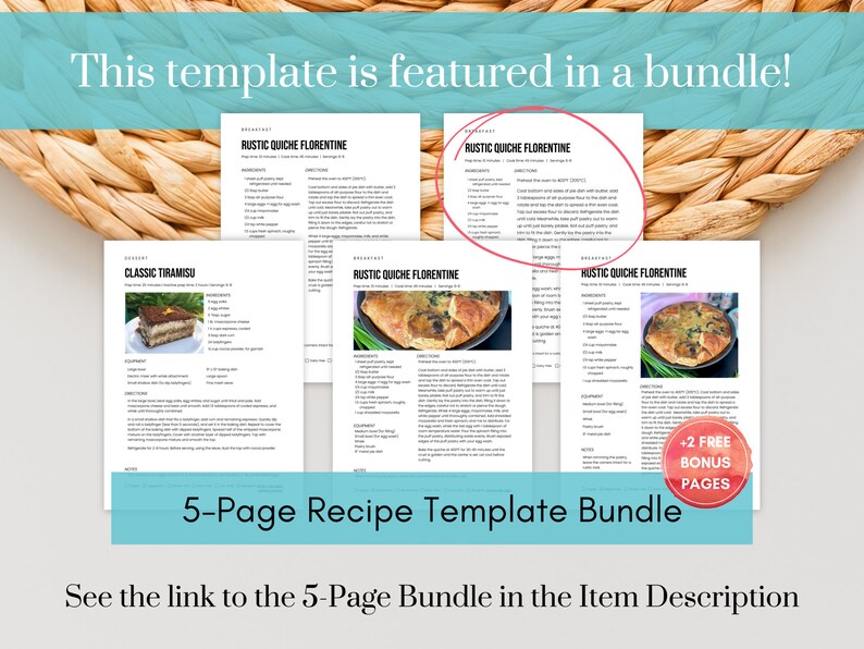Editable Recipe Template Word Printable Recipe Book Cookbook - Etsy