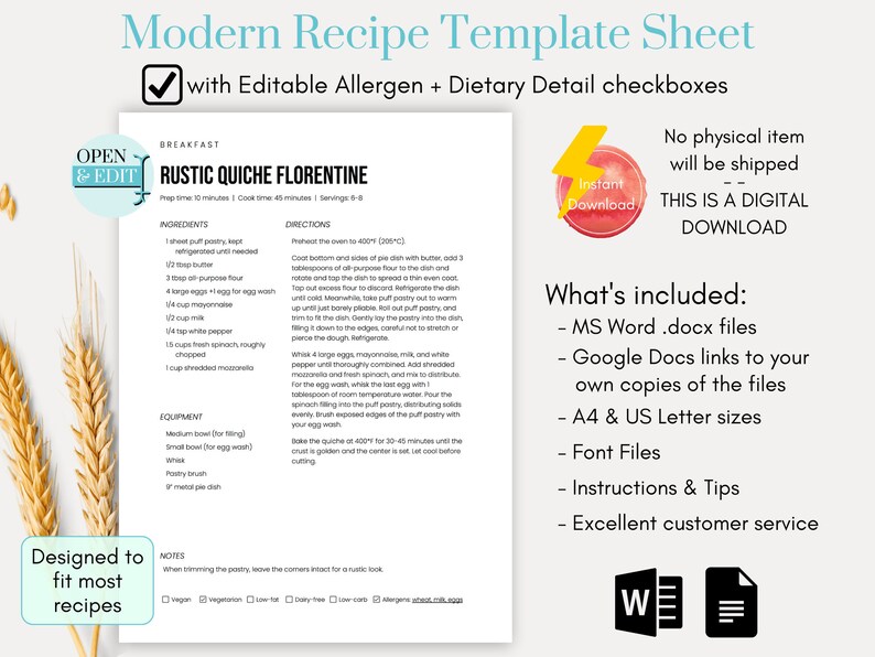 Editable Recipe Template, Printable Recipe Book, Recipe Mini Album ...
