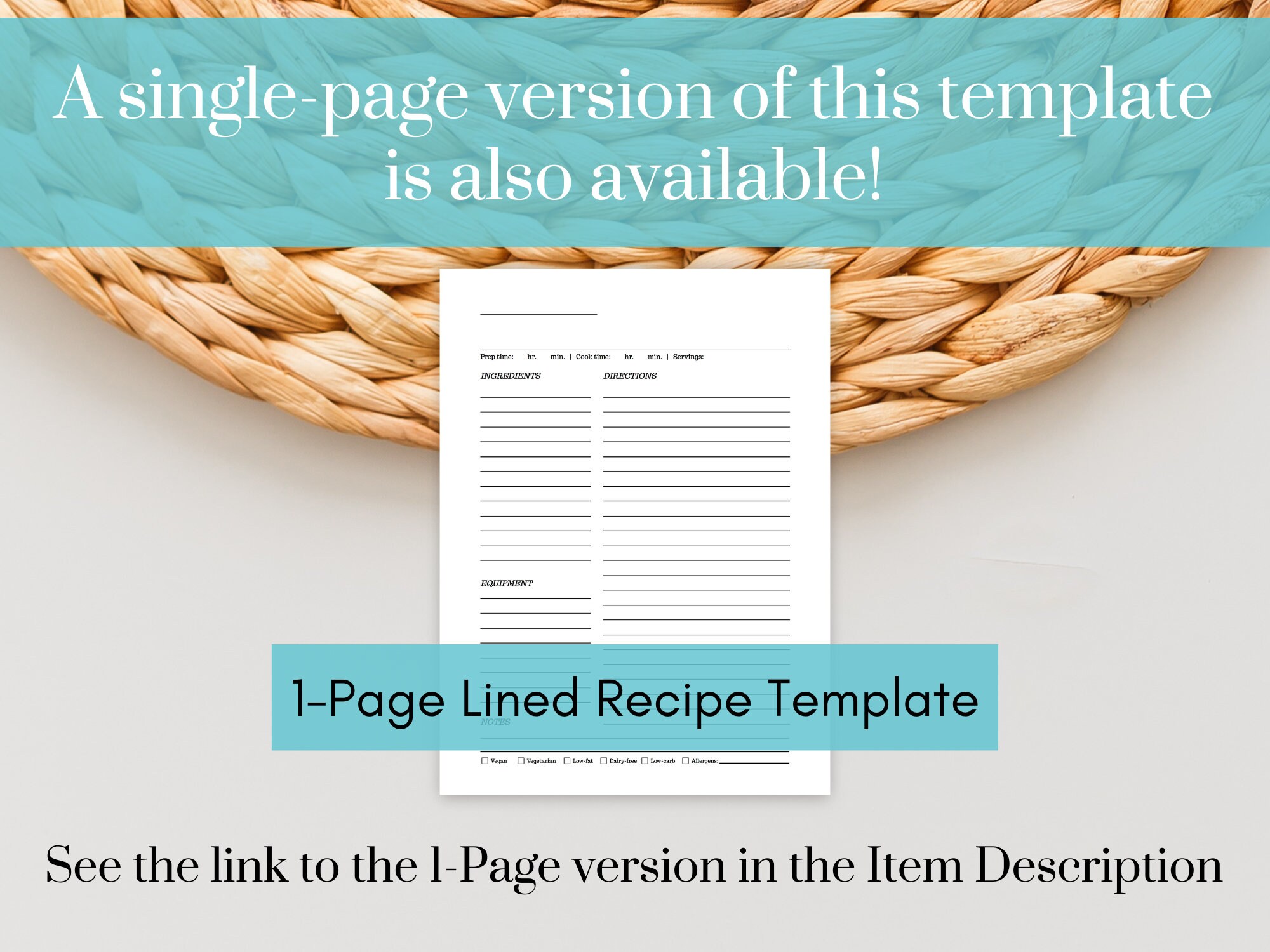 Blank Recipe Page, Editable Recipe Template, Printable Recipe Book ...