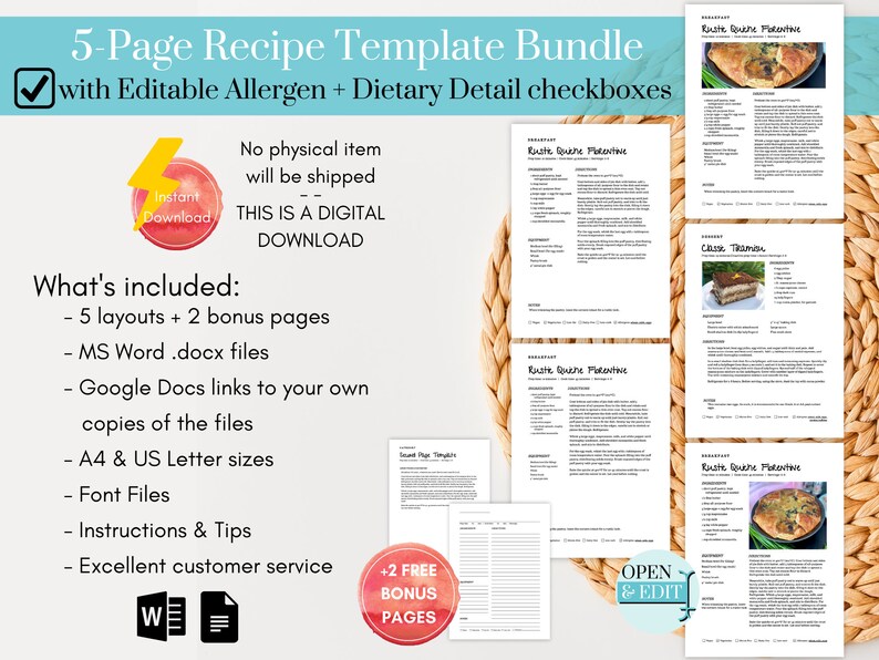Editable Recipe Template, Printable Recipe Book, Recipe Mini Album ...