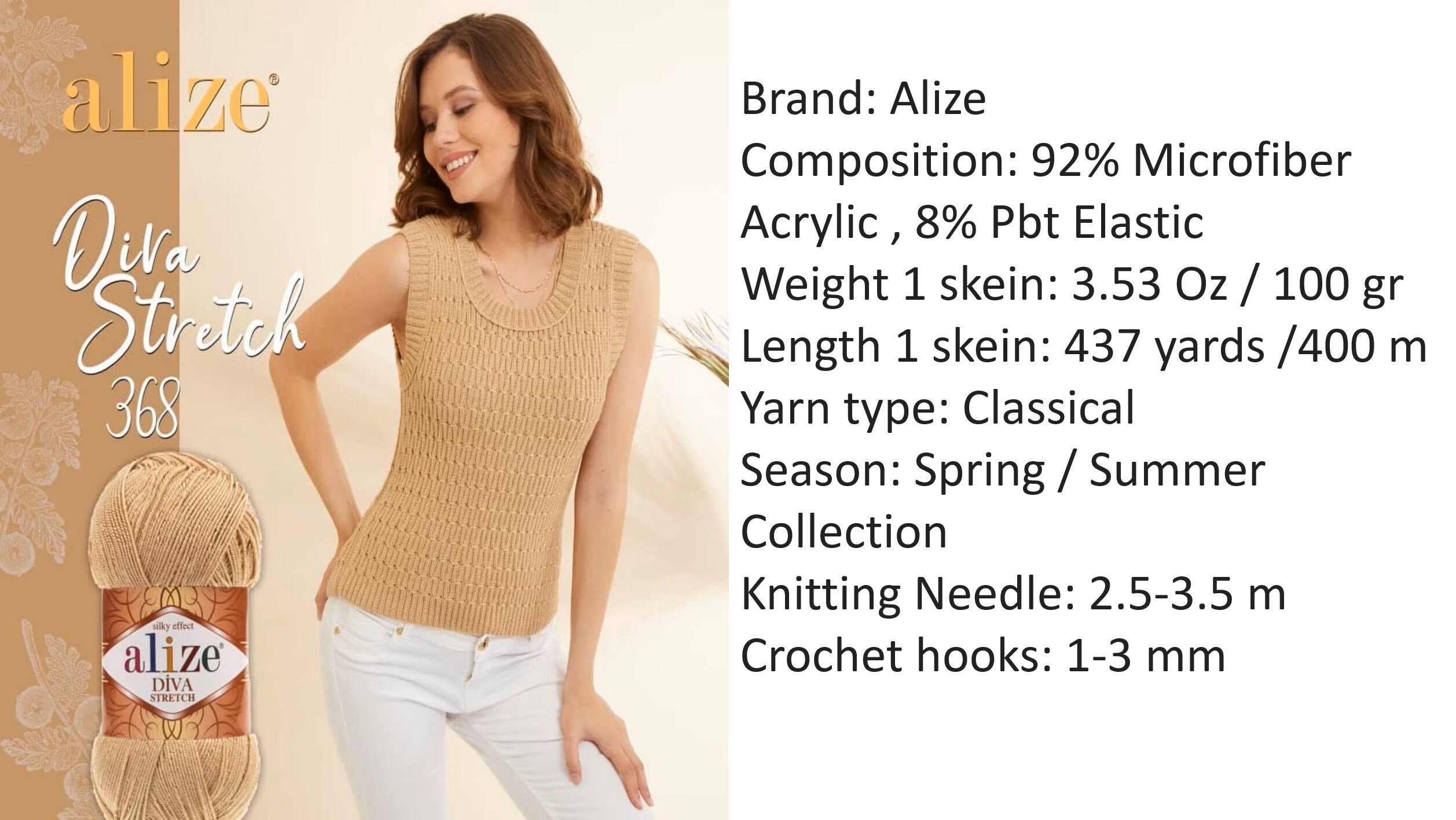 Alize Diva Stretch, Bikini Yarn, Elastic Yarn,elastic Swimsuit Yarn ...