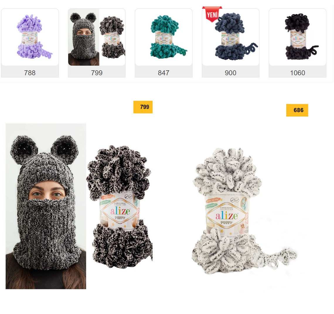 Alize Puffy, Polyester Yarn, Knitting Yarn,baby Yarn, Stretch Yarn ...
