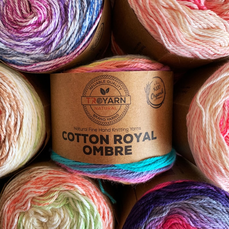 Troyarn Cotton Royal Ombre Yarn With Rainbow Colors,soft Yarn for ...