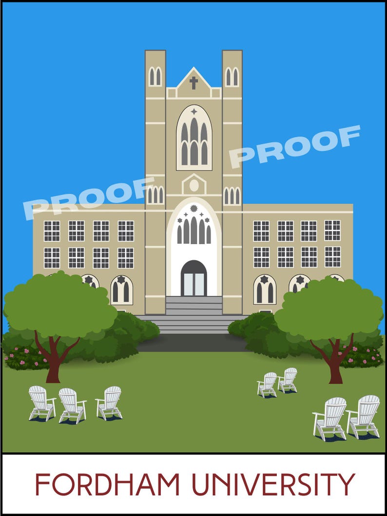 Fordham University Print of Keating Hall 8.5 X 11", Fordham University ...