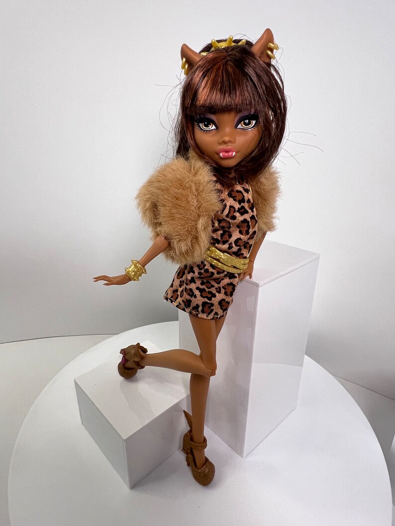 Monster High Doll Clawdeen Wolf in Custom Wild Cat Dress - Etsy