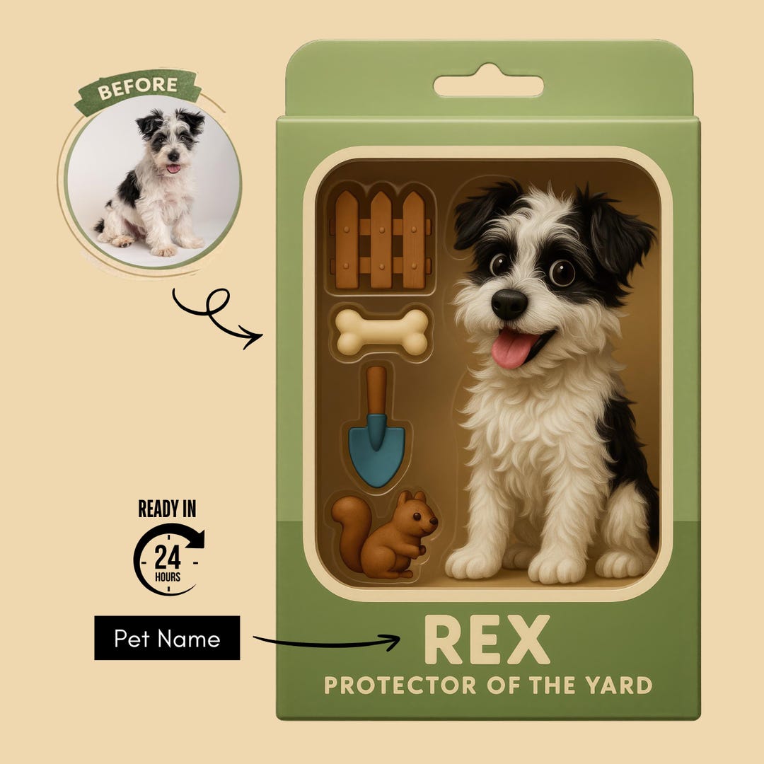 Personalized Pet Action Figure Portrait From Photo, Custom Toy Box ...