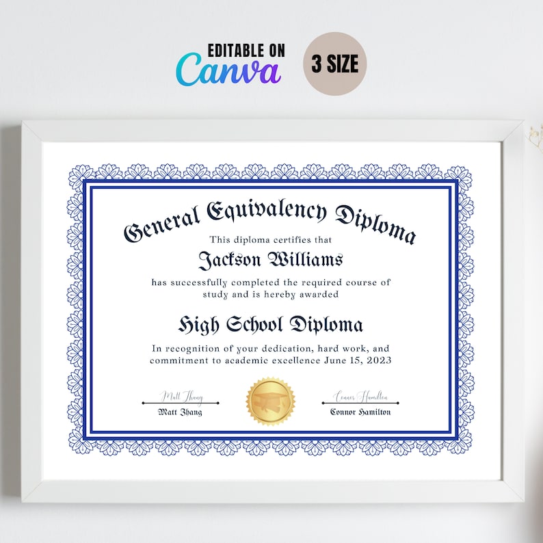 GED General Education Diploma, High School Diploma Templates ...