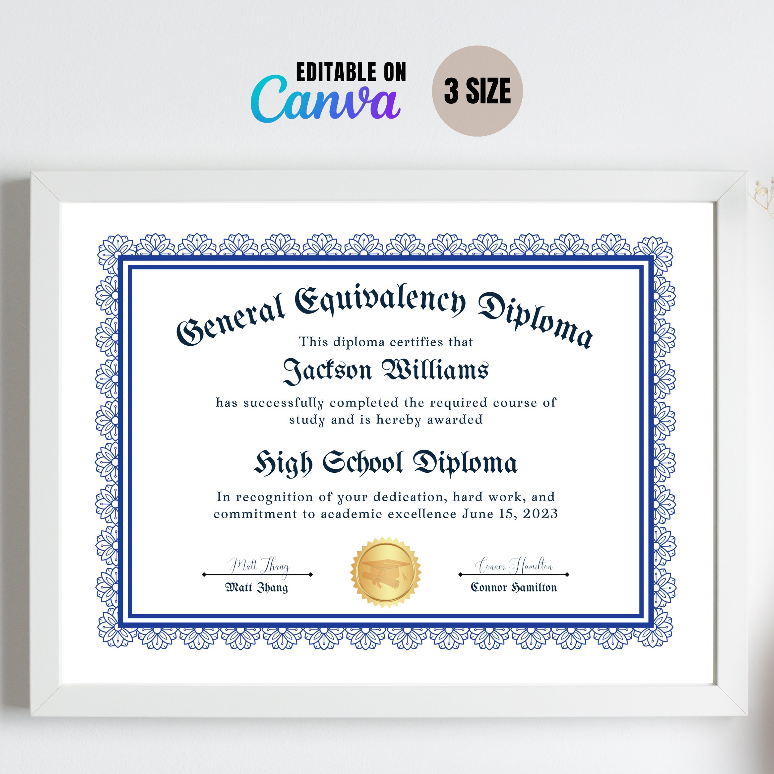 GED General Education Diploma, High School Diploma Templates ...