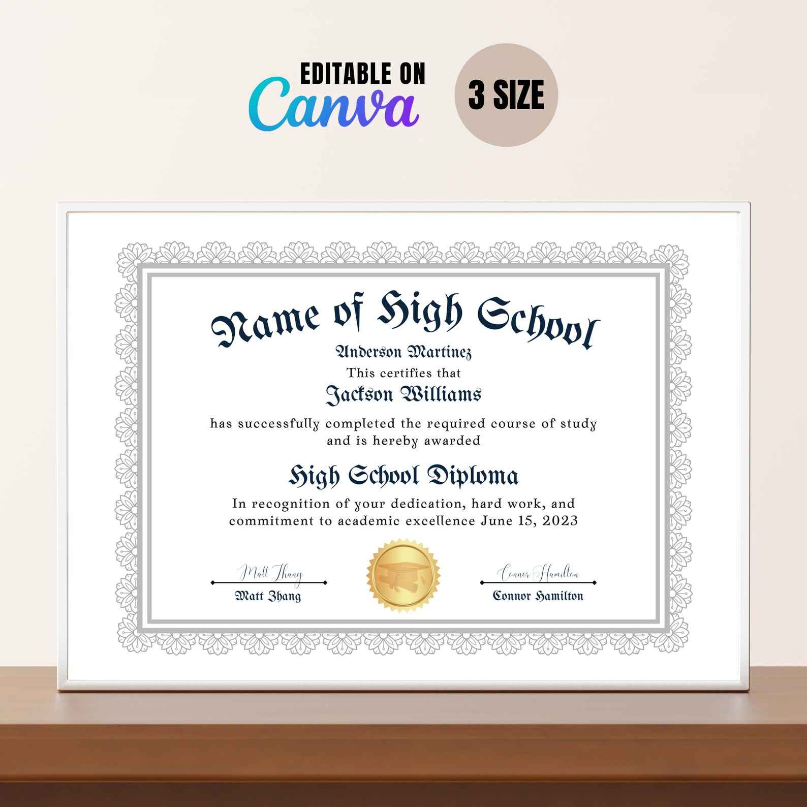General Education Diploma, Customizable & Printable Canva Editable ...
