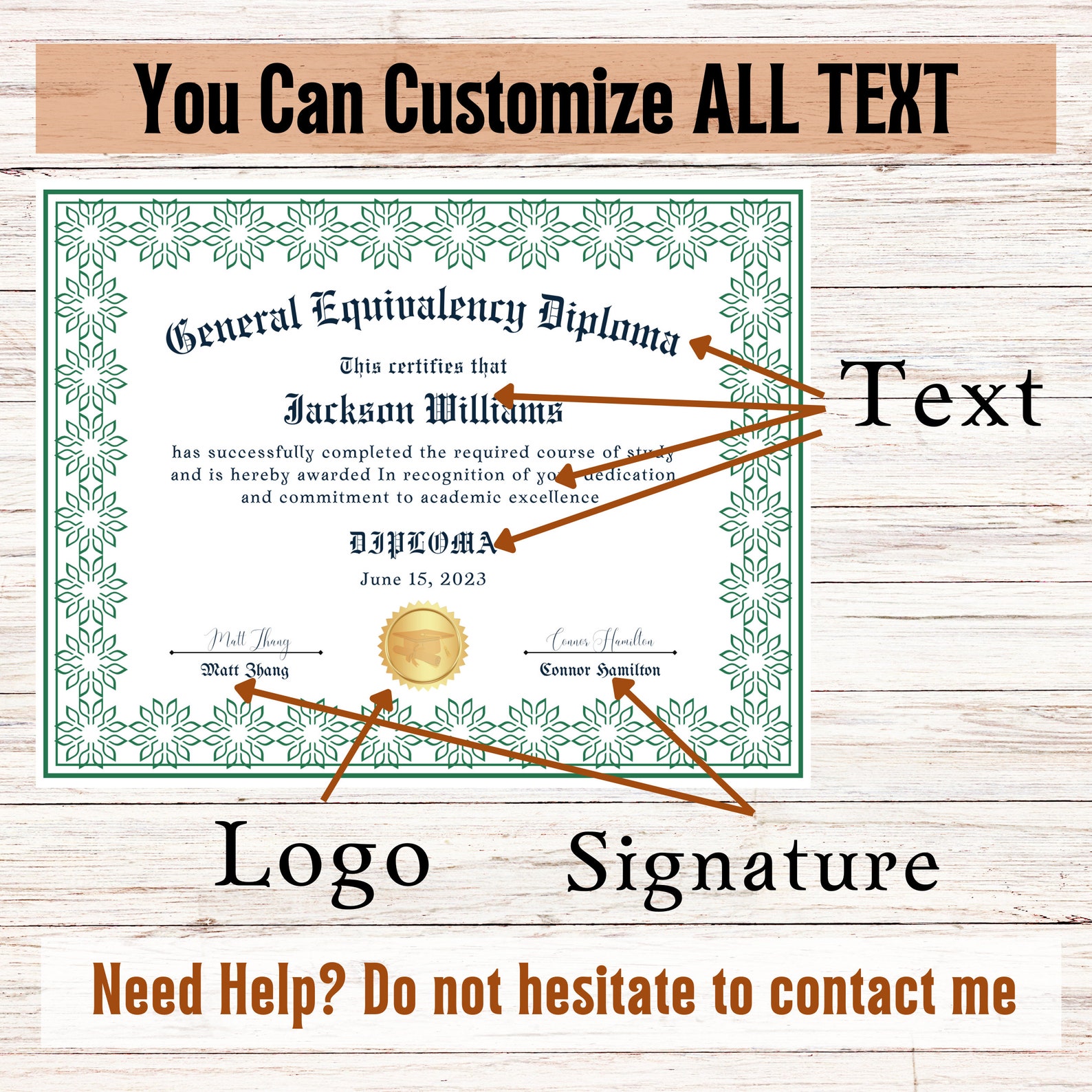 EDITABLE GED Certificate Template, High School Diploma Templates ...