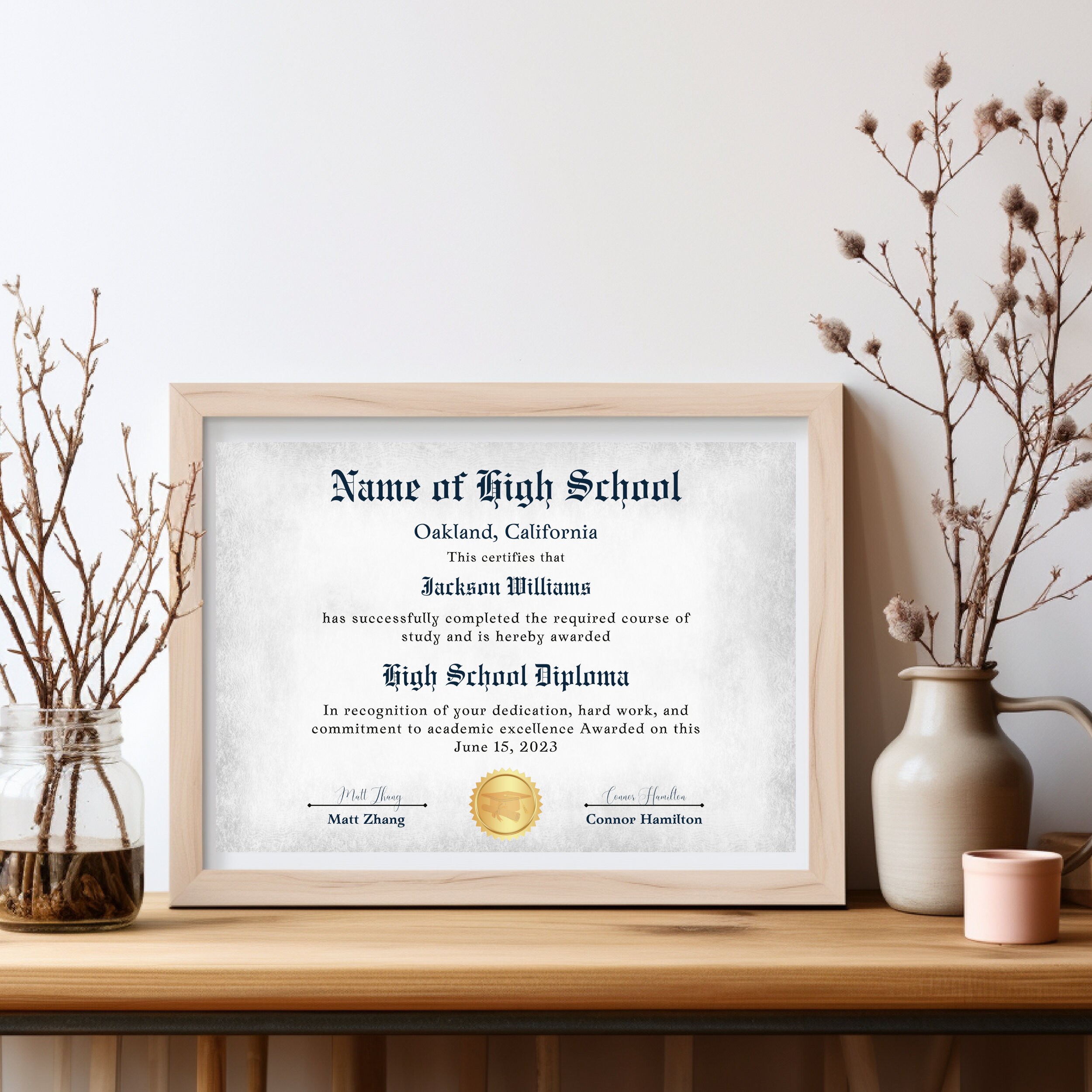 Fake Diploma Template, High School Diploma Templates, Customizable ...