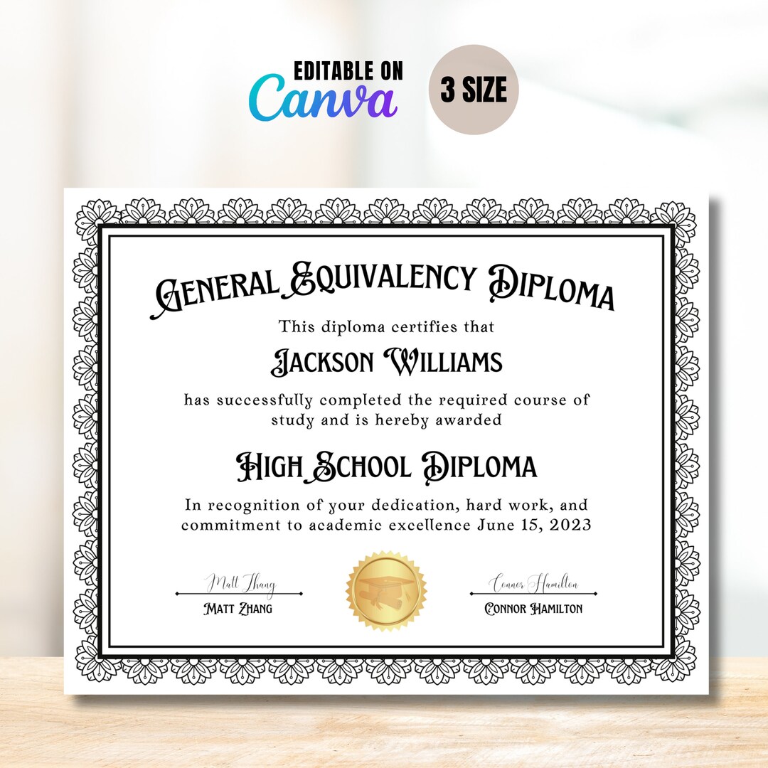 High School Diploma Editable, Customizable & Printable Canva Editable ...