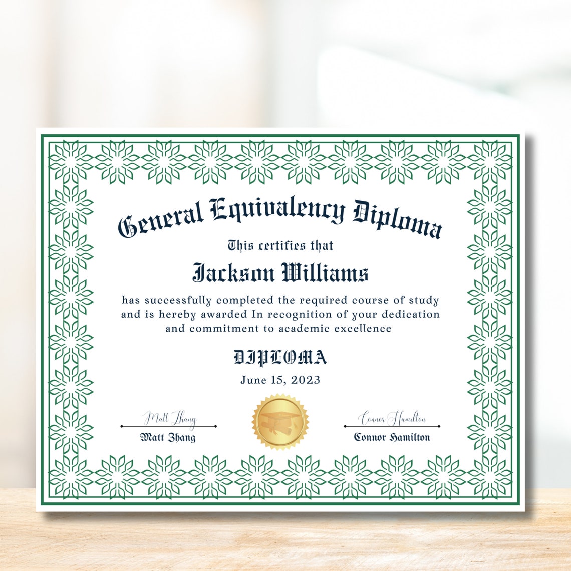EDITABLE GED Certificate Template, High School Diploma Templates ...