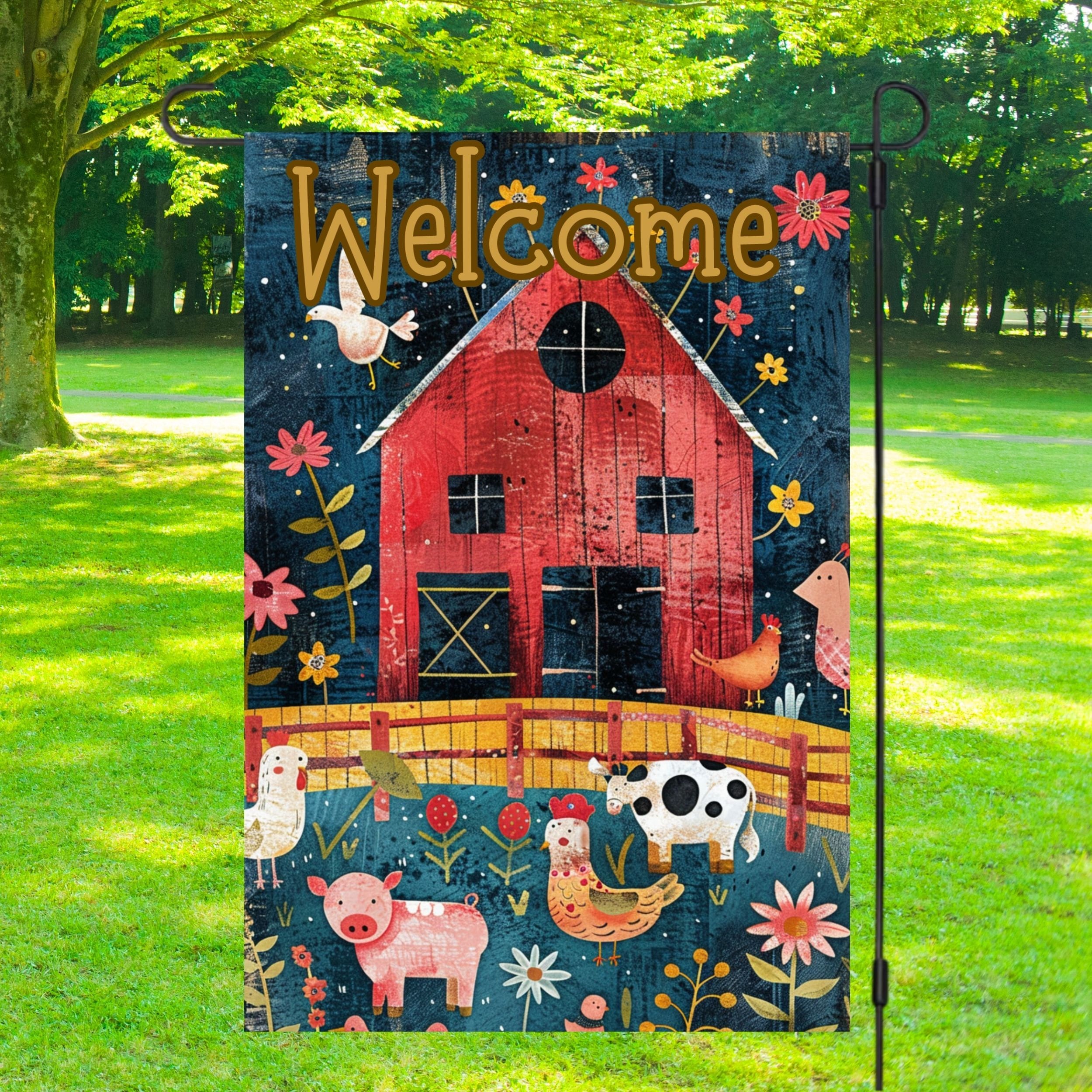 Welcome Animal Farm Garden Flag, Farm Animals, Funny Farm, 12x18 Garden ...