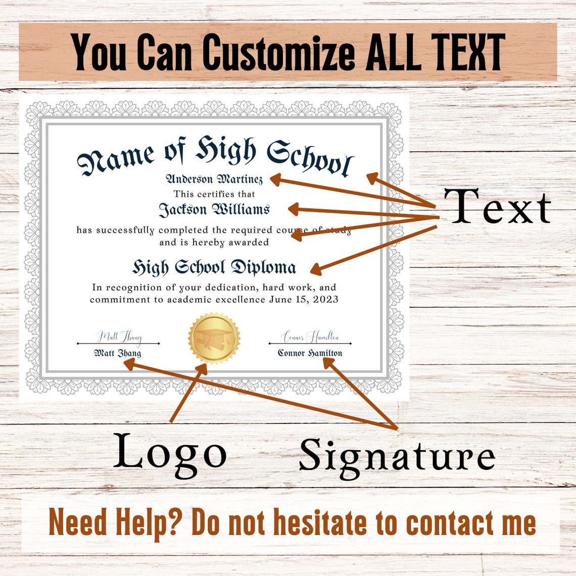 General Education Diploma, Customizable & Printable Canva Editable ...