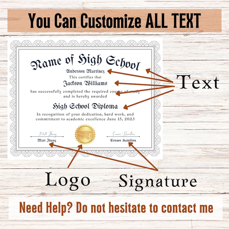 General Education Diploma, Customizable & Printable Canva Editable ...