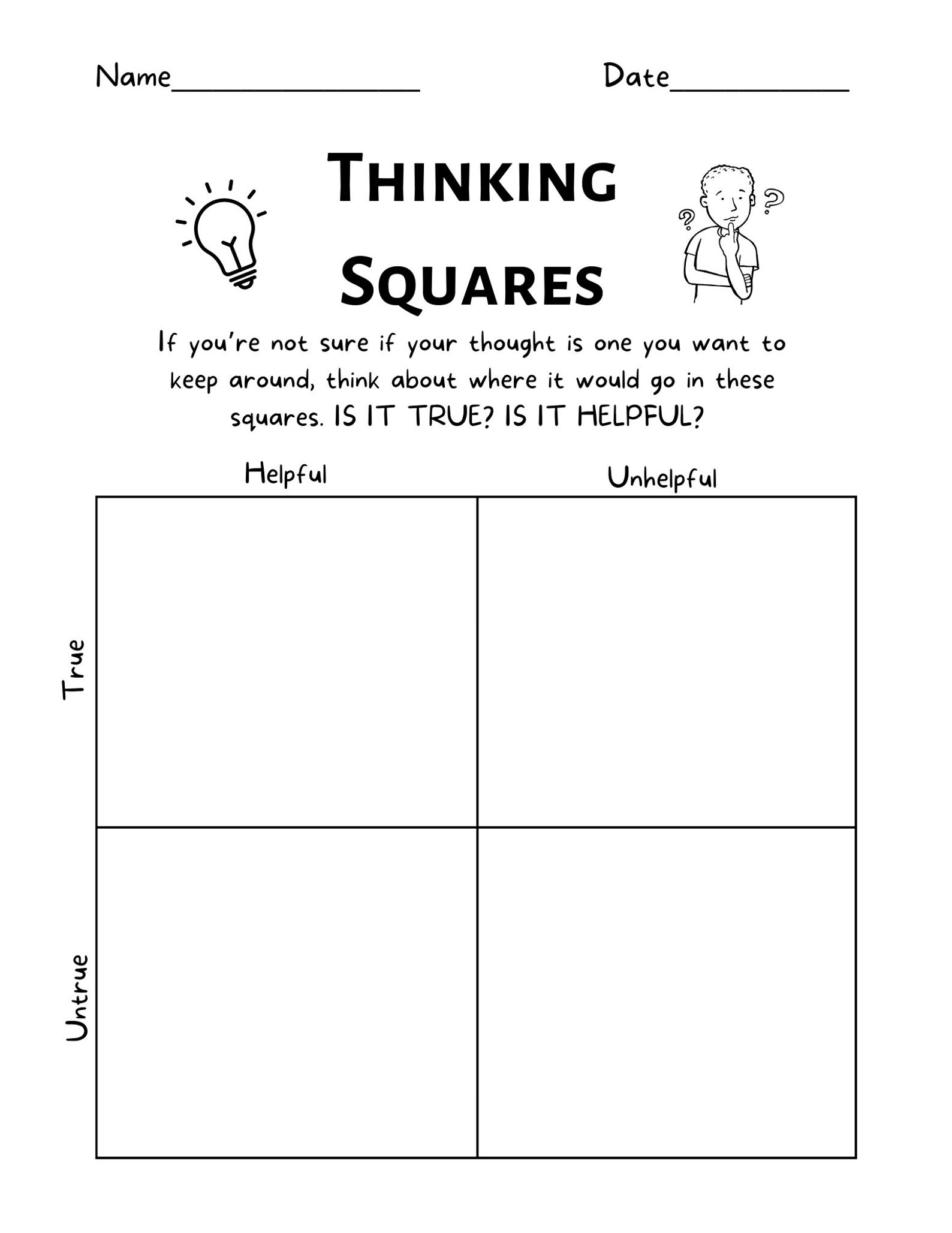 Thinking Squares Worksheet - Etsy