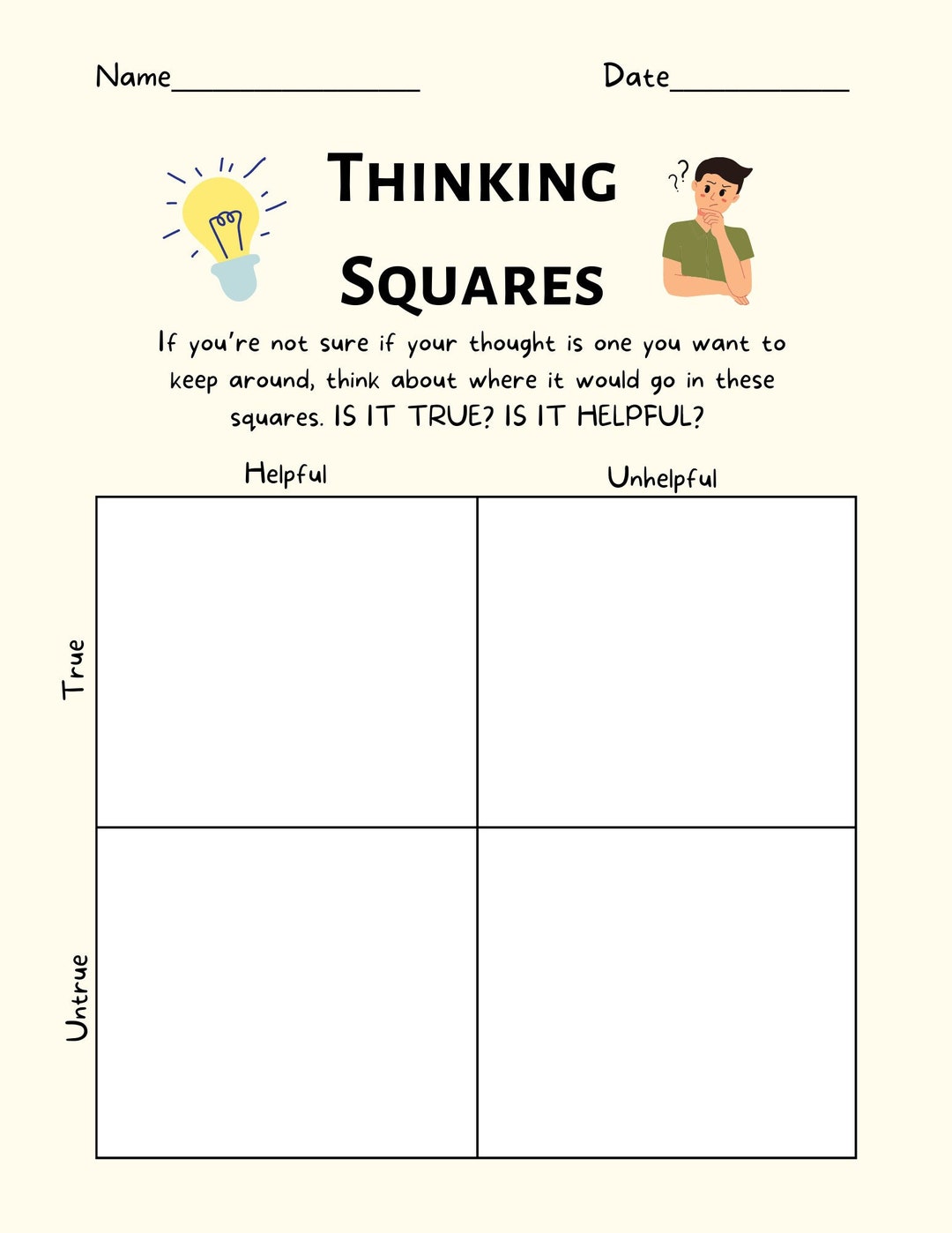 Thinking Squares Worksheet - Etsy