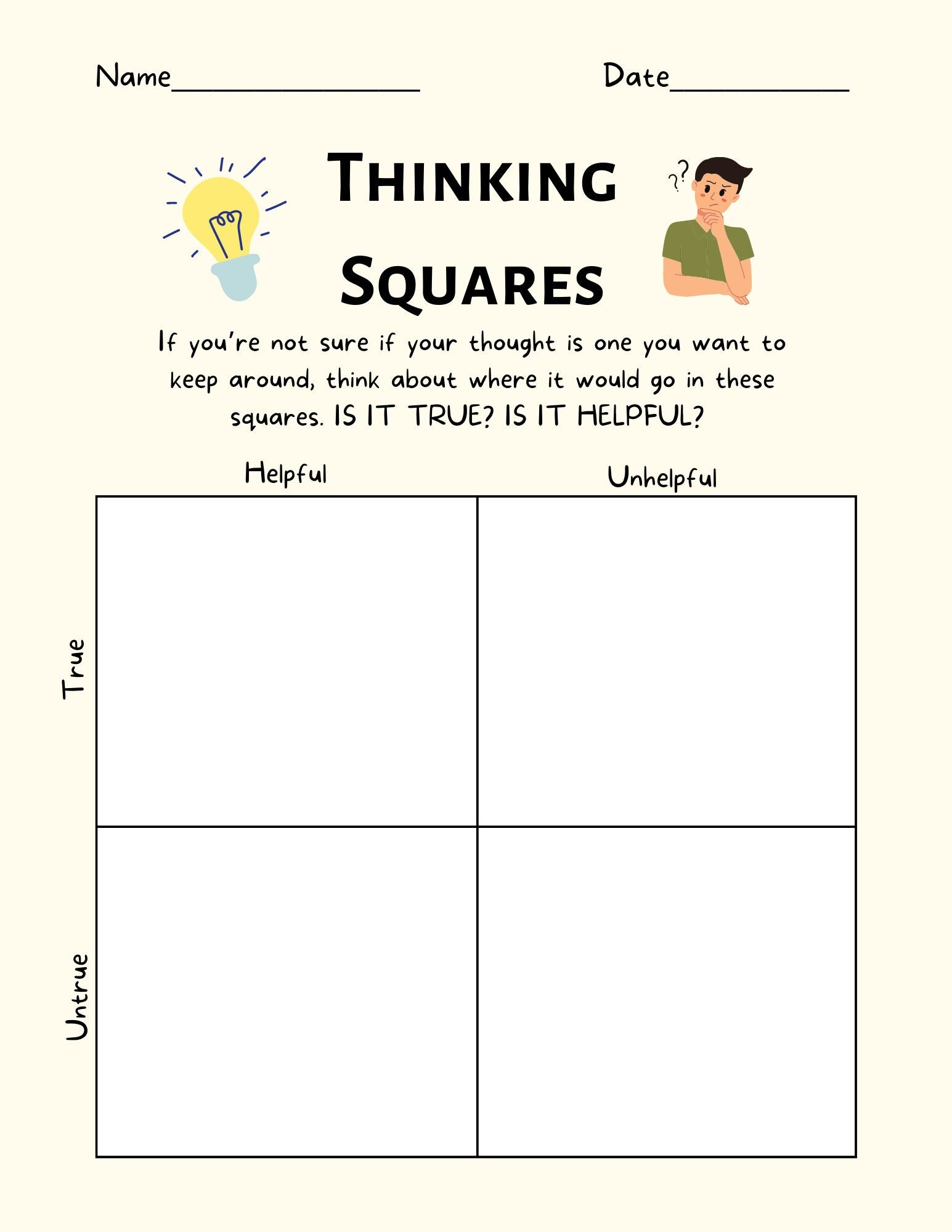 Thinking Squares Worksheet - Etsy