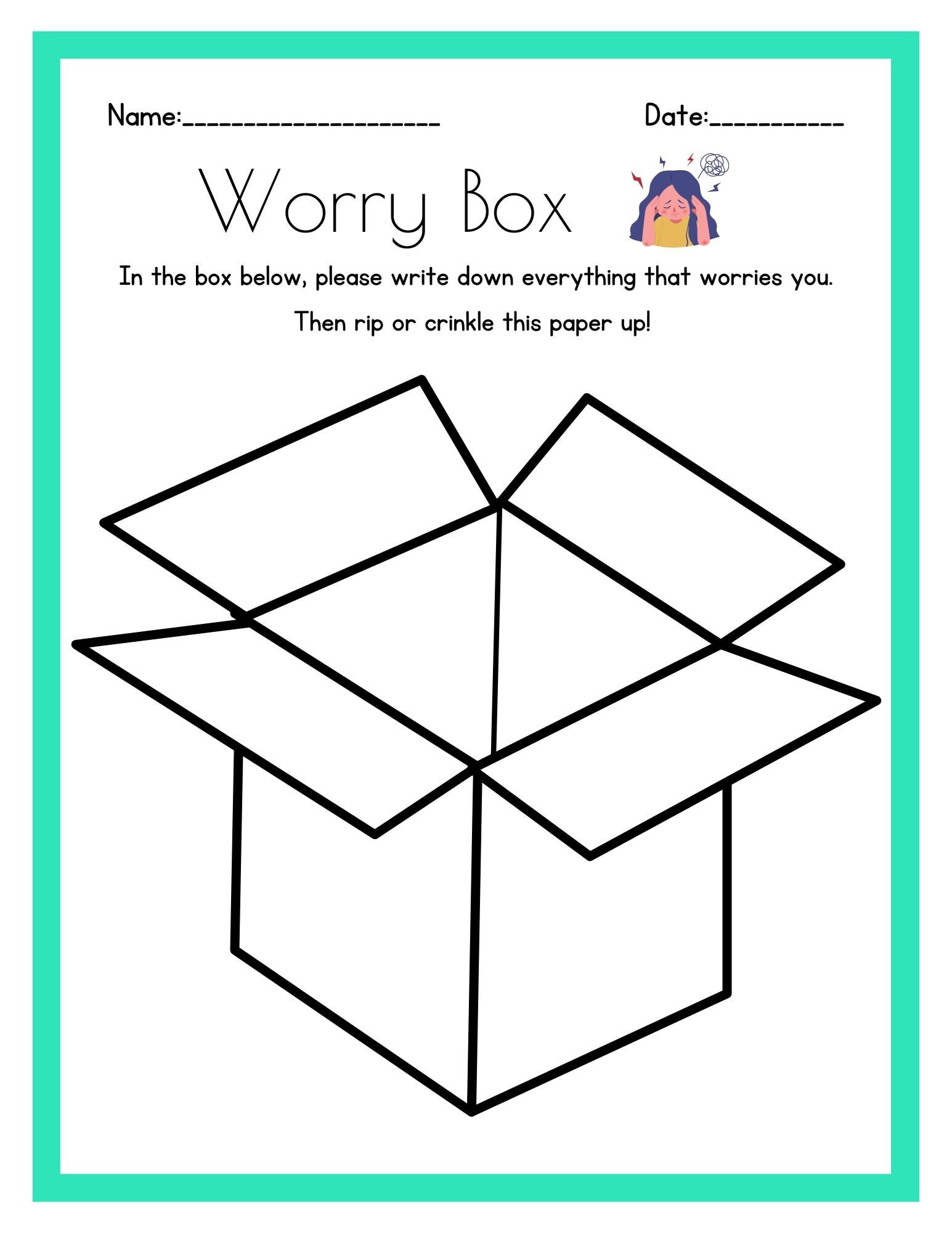 Worry Box (worry Release Worksheet) - Etsy