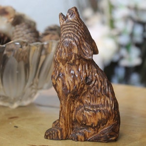 Hand Carved Wooden Howling Wolf Figurine - Etsy