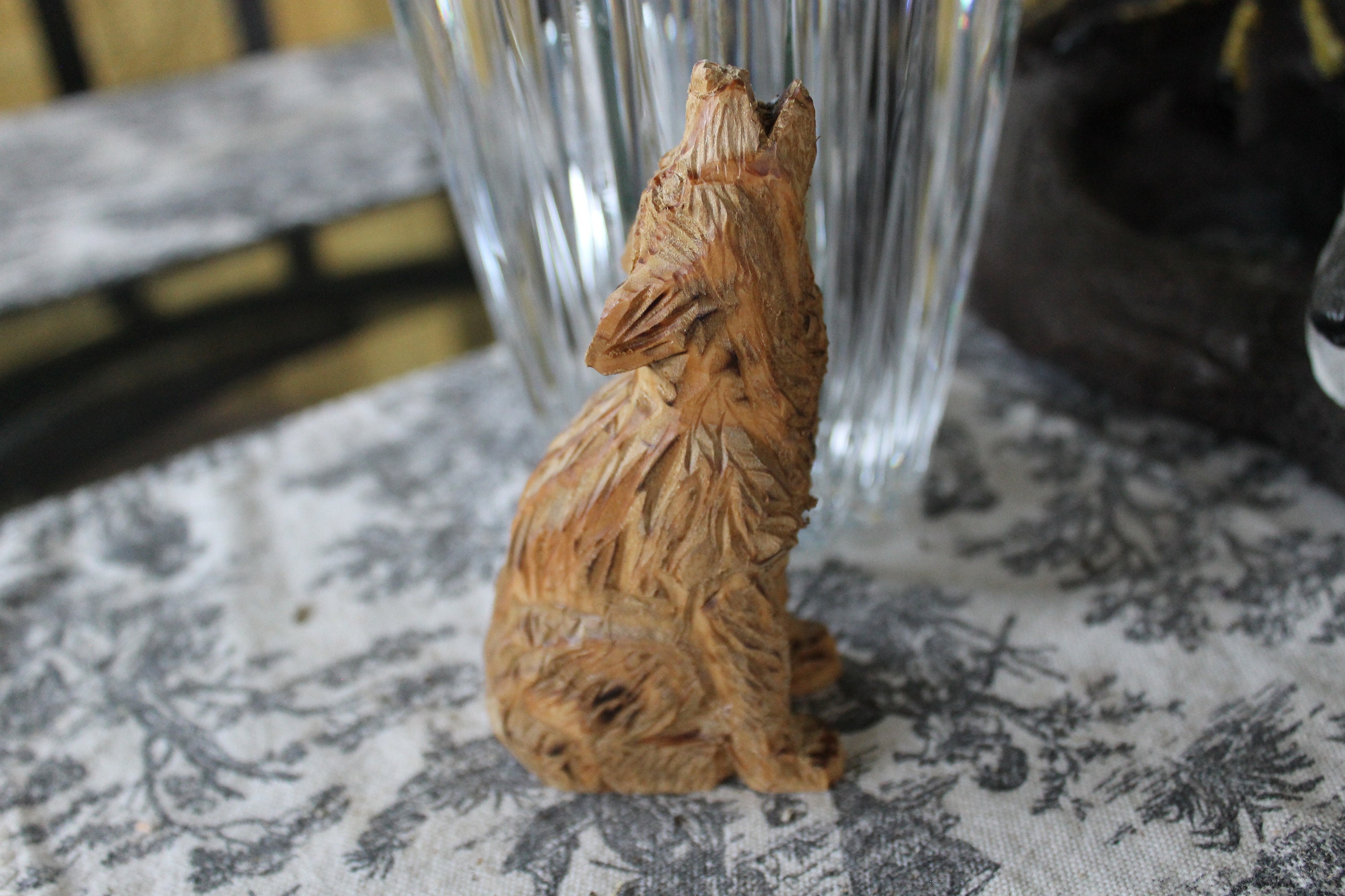 Hand Carved Wooden Howling Wolf Figurine - Etsy