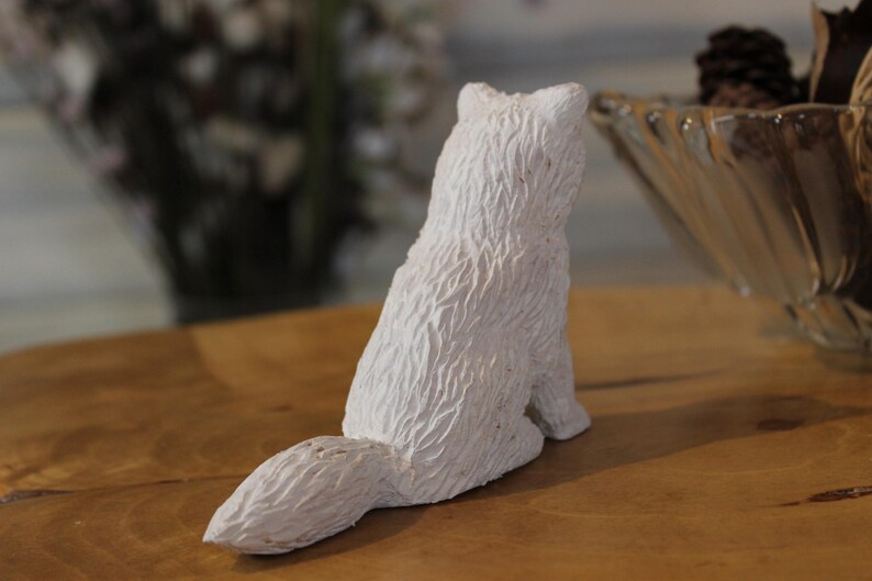 Hand Carved Wooden Arctic Fox Figurine - Etsy