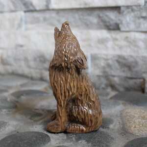 Hand Carved Wooden Howling Wolf Figurine - Etsy