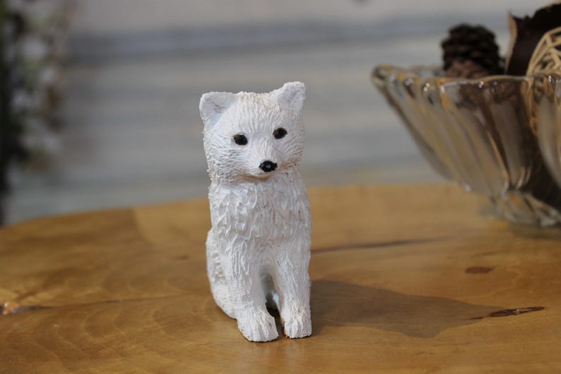 Hand Carved Wooden Arctic Fox Figurine - Etsy