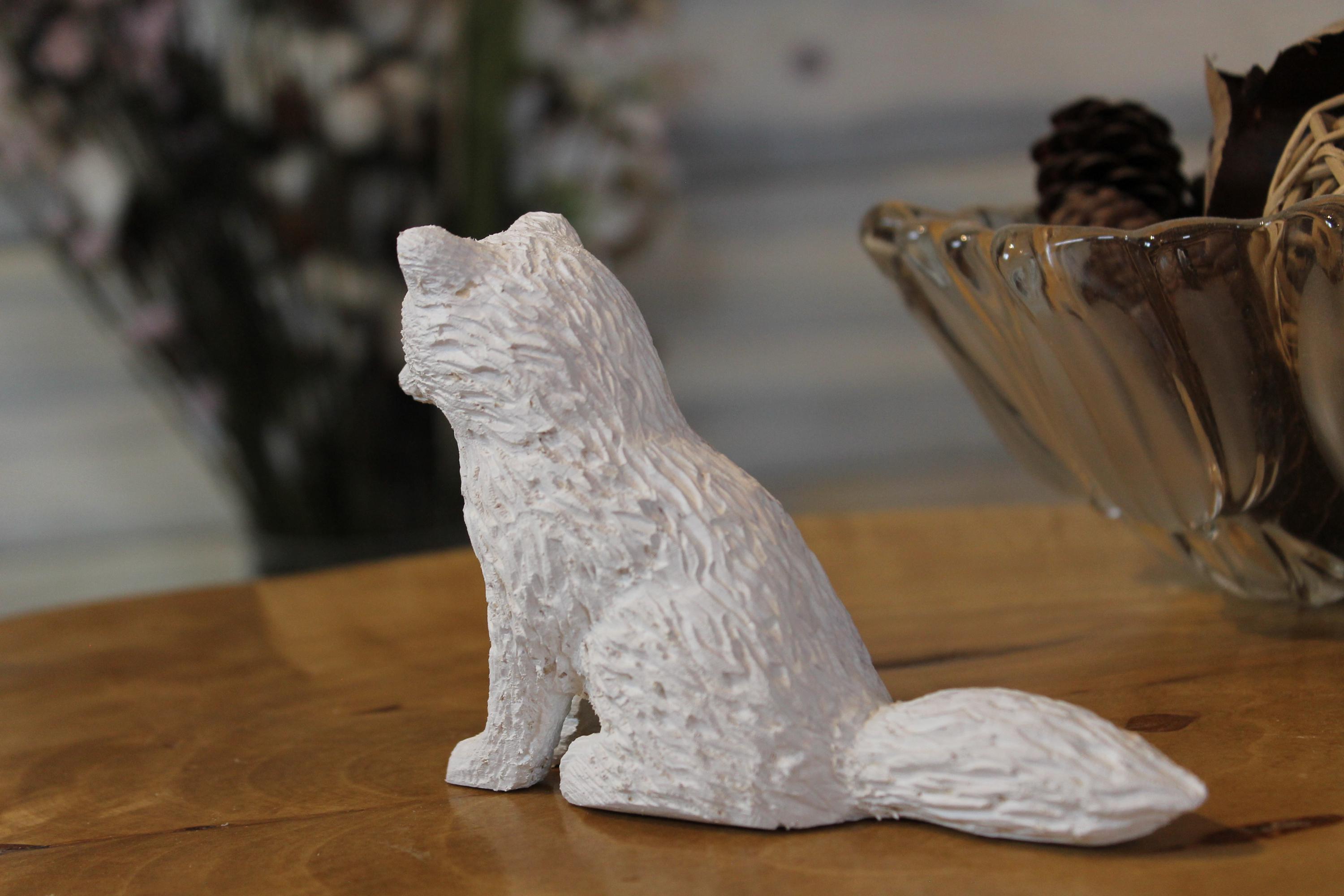 Hand Carved Wooden Arctic Fox Figurine - Etsy